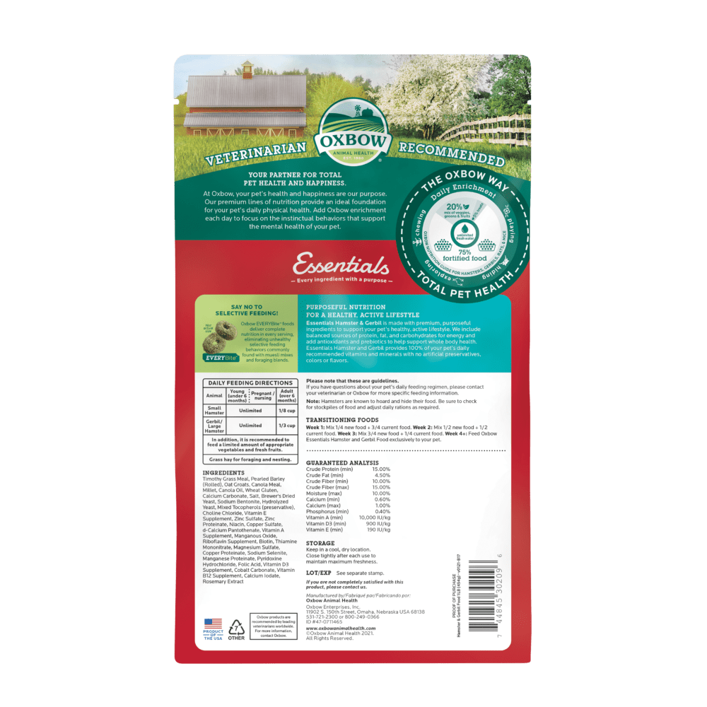 Essentials Hamster & Gerbil Food - Oxbow Animal Health