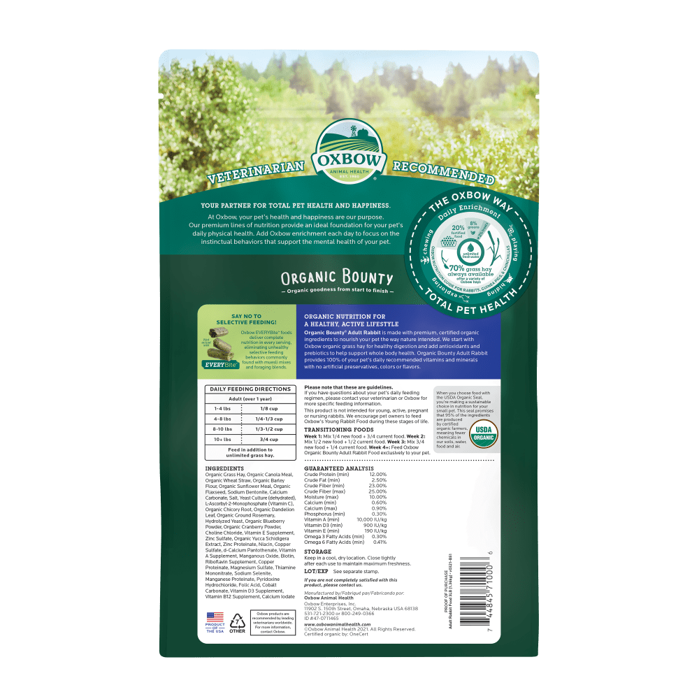 Organic Bounty Adult Rabbit Food - Oxbow Animal Health