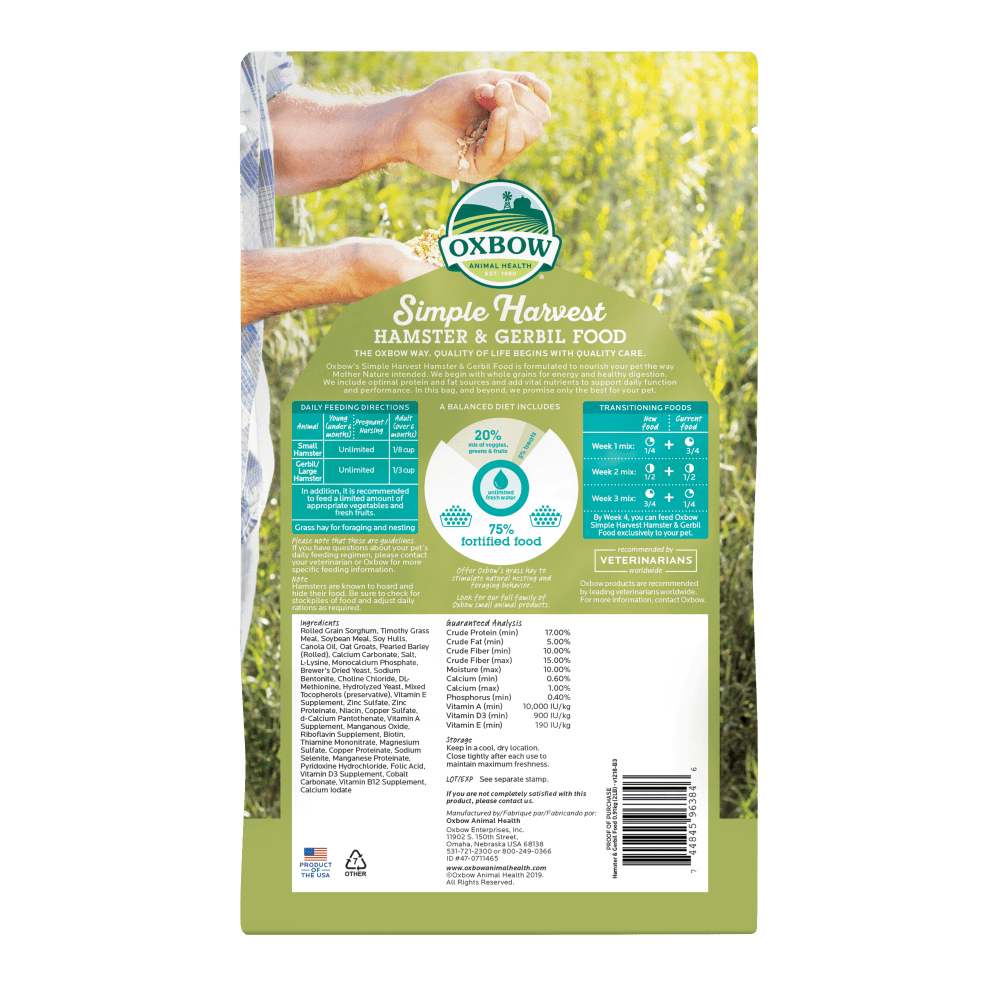 Simple Harvest Hamster & Gerbil Food - Oxbow Animal Health