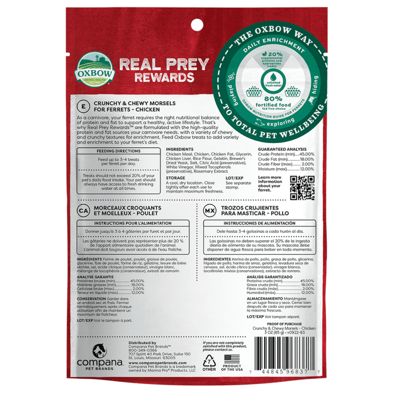 Real Prey Rewards | Chicken Ferret Treats | Oxbow Animal Health