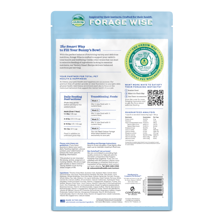 Forage Wise Adult Rabbit Food - Oxbow Animal Health