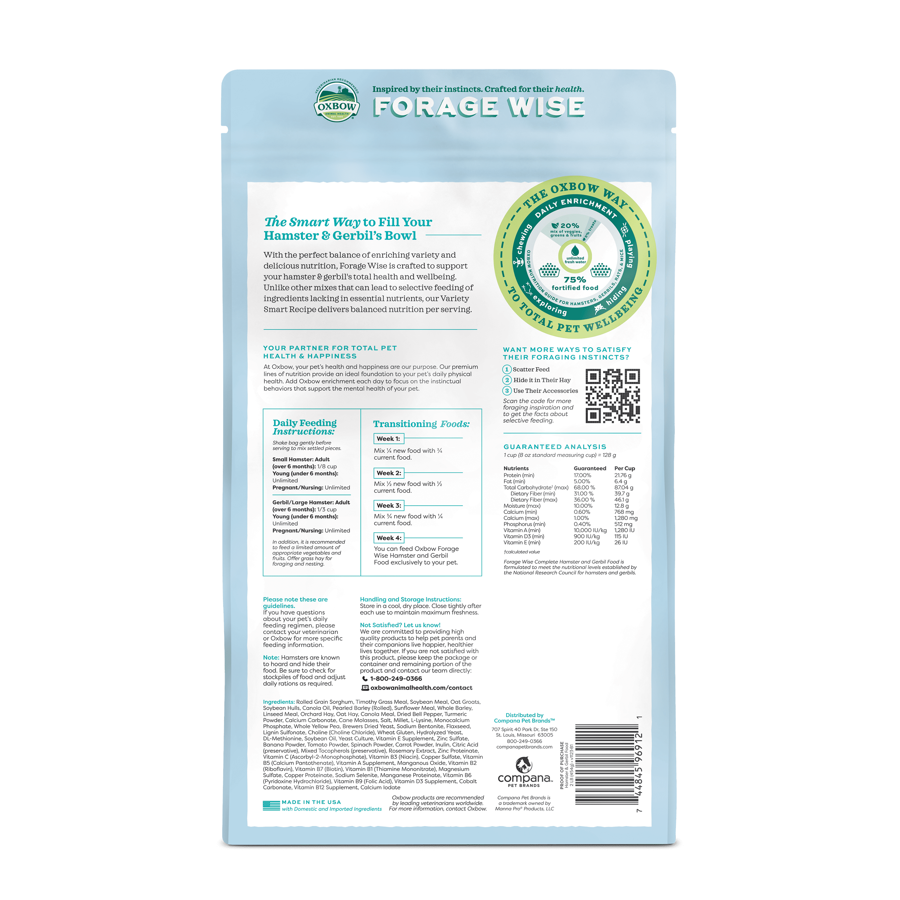 Forage Wise Hamster & Gerbil Food - Oxbow Animal Health